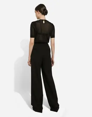 Dolce & Gabbana Flared Woolen Trousers - Black