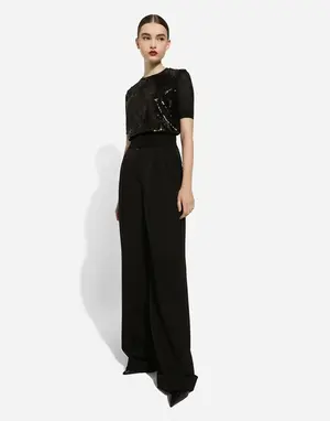 Dolce & Gabbana Flared Woolen Trousers - Black
