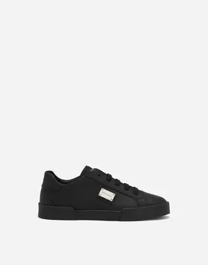 Dolce & Gabbana Portofino Vintage Calfskin Sneakers - Black