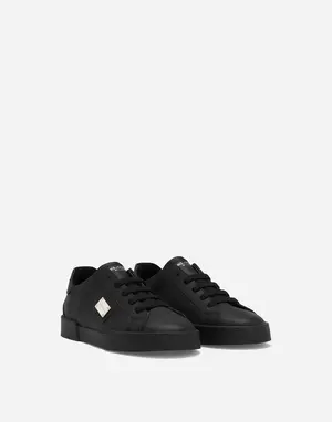 Dolce & Gabbana Portofino Vintage Calfskin Sneakers - Black
