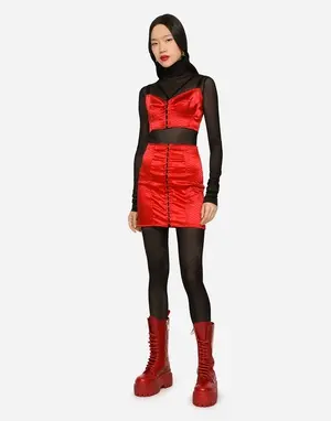 Dolce & Gabbana Satin Miniskirt With Hook-and-eye Fastenings