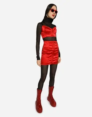 Dolce & Gabbana Satin Miniskirt With Hook-and-eye Fastenings