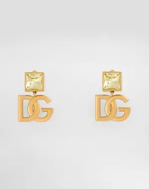 Dolce & Gabbana Earrings With Dg Logo And Rhinestones - Gold