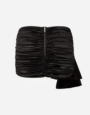 Dolce & Gabbana Draped Satin Mini Skirt With Bow
