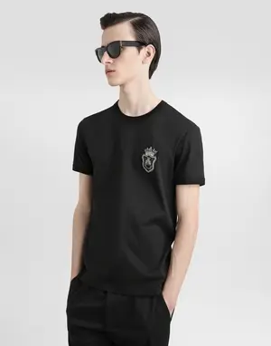 Dolce & Gabbana Cotton T-shirt With Heraldic Patch - Black