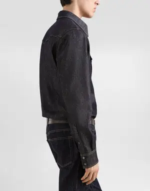 Dolce & Gabbana Denim Shirt With Heraldic Emblem - Multicolor