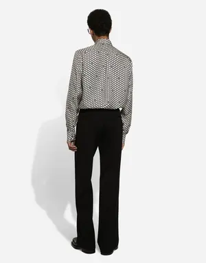 Dolce & Gabbana Silk Martini-fit Shirt With Dg Print - Multicolor