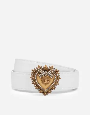 Dolce & Gabbana Devotion Leather Belt - White