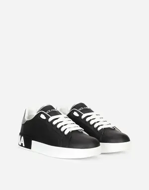 Dolce & Gabbana Calfskin Nappa Portofino Sneakers - Black/silver