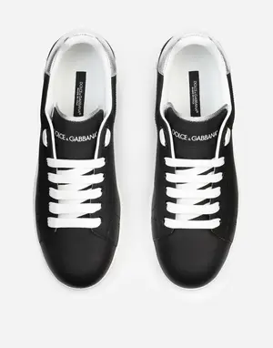 Dolce & Gabbana Calfskin Nappa Portofino Sneakers - Black/silver