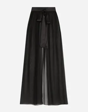 Dolce & Gabbana Long Silk Chiffon Skirt With Belt