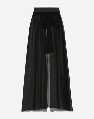 Dolce & Gabbana Long Silk Chiffon Skirt With Belt