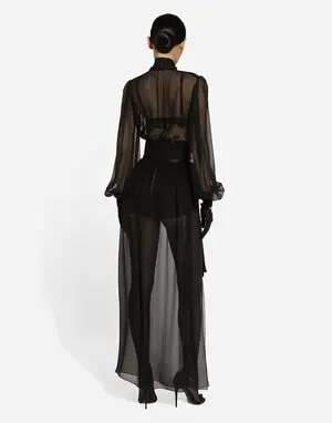 Dolce & Gabbana Long Silk Chiffon Skirt With Belt