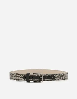 Dolce & Gabbana Canvas Belt With Logo Print - Beige