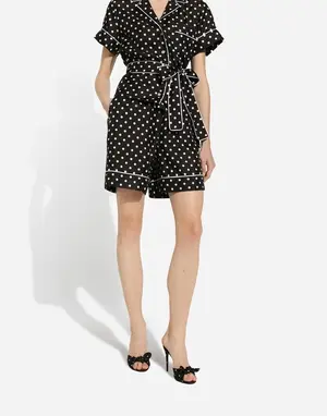 Dolce & Gabbana Silk Pajama Shorts With Polka-dot - Print
