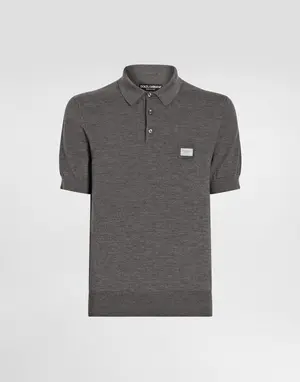 Dolce & Gabbana Wool Polo-shirt With Branded Tag - Grey