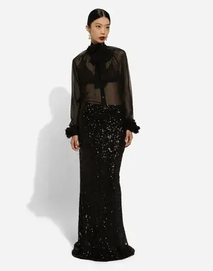 Dolce & Gabbana Floral Chiffon Shirt - Black