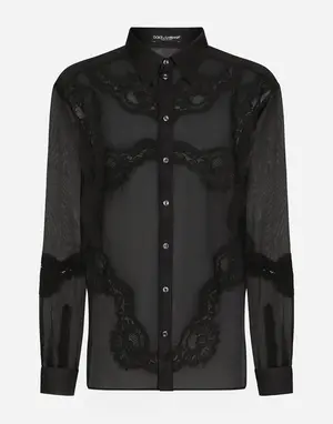 Dolce & Gabbana Oversize Organza Shirt With Lace Inserts
