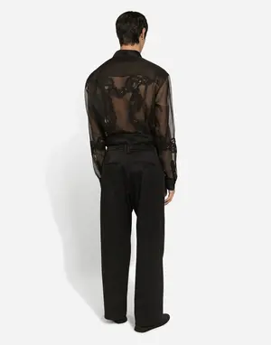 Dolce & Gabbana Oversize Organza Shirt With Lace Inserts