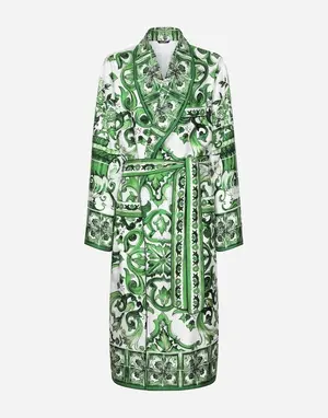 Dolce & Gabbana Silk Twill Robe With Majolica - Print