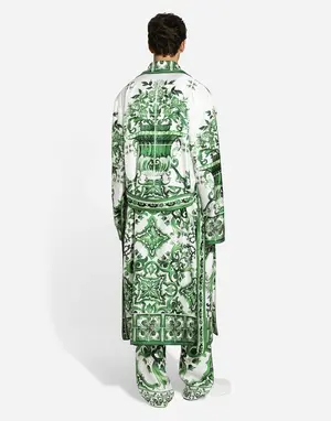 Dolce & Gabbana Silk Twill Robe With Majolica - Print