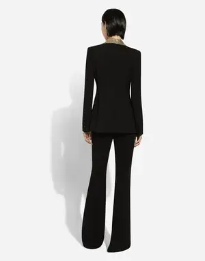 Dolce & Gabbana Single-breasted Turlington Jacket With Sequined Lapels - Black