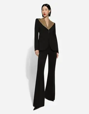 Dolce & Gabbana Single-breasted Turlington Jacket With Sequined Lapels - Black