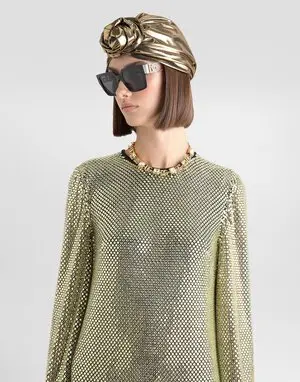 Dolce & Gabbana Short Crystal Mesh Dress - Gold