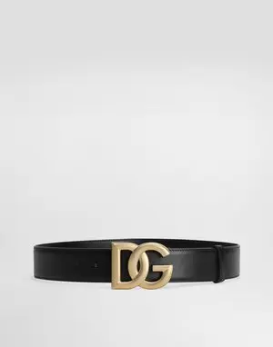 Dolce & Gabbana Calfskin Belt With Dg Logo - Black