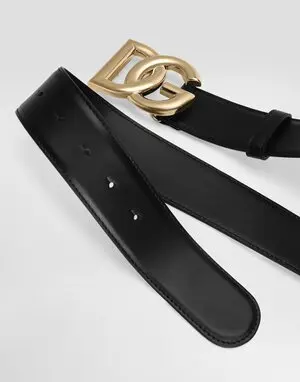 Dolce & Gabbana Calfskin Belt With Dg Logo - Black