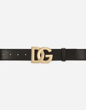 Dolce & Gabbana Calfskin Belt With Dg Logo - Black
