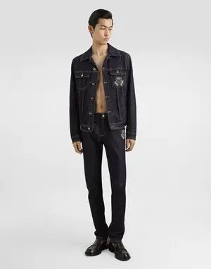 Dolce & Gabbana Cotton Denim Jacket With Patch - Multicolor