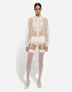 Dolce & Gabbana Silk Organza Shirt With Ruffles