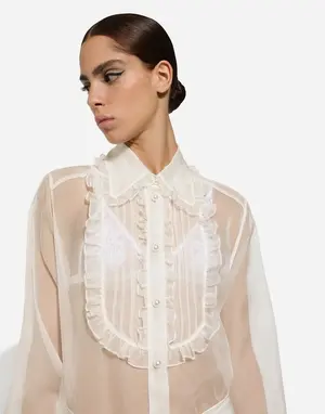 Dolce & Gabbana Silk Organza Shirt With Ruffles