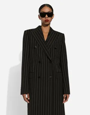 Dolce & Gabbana Pinstripe Woolen Coat - Multicolor