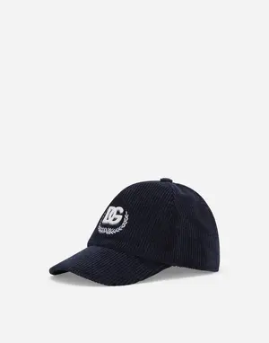 Dolce & Gabbana Corduroy Baseball Cap With Dg Laurel Logo - Blue