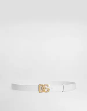 Dolce & Gabbana Calfskin Belt With Dg Logo - White