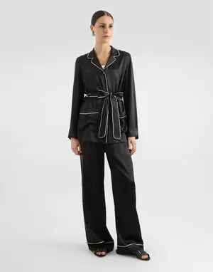 Dolce & Gabbana Silk Pajama Shirt With Contrasting Piping