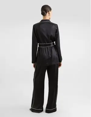 Dolce & Gabbana Silk Pajama Shirt With Contrasting Piping
