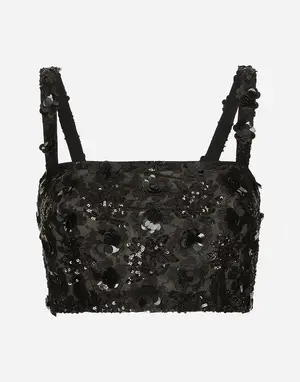 Dolce & Gabbana Bralette Top With Sequin Embroidery