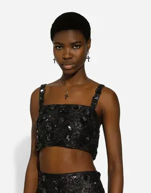 Dolce & Gabbana Bralette Top With Sequin Embroidery