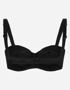 Dolce & Gabbana Semi-padded Satin Balconette Bra With Lace - Black