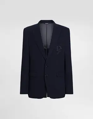 Dolce & Gabbana Single-breasted Cotton Jersey Jacket With Logo Embroidery