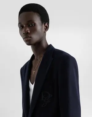 Dolce & Gabbana Single-breasted Cotton Jersey Jacket With Logo Embroidery