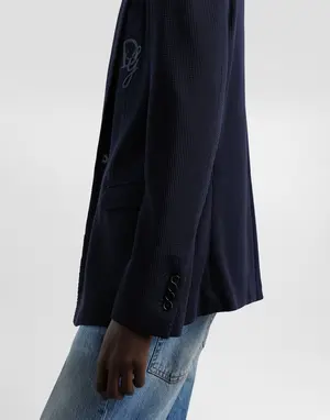 Dolce & Gabbana Single-breasted Cotton Jersey Jacket With Logo Embroidery