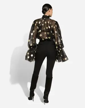Dolce & Gabbana Silk Organza Jacquard Polka-dot Blouse With Pussy-bow - Print