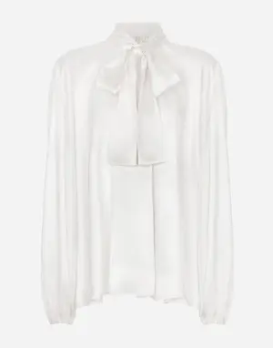 Dolce & Gabbana Silk Satin Pussy-bow Blouse