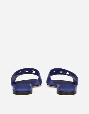 Dolce & Gabbana Calfskin Slides With Dg Logo - Blue