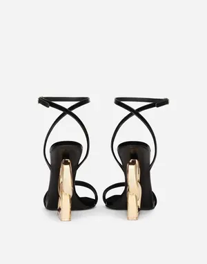 Dolce & Gabbana Keira Patent Leather Sandals With Dg Pop Heel - Black