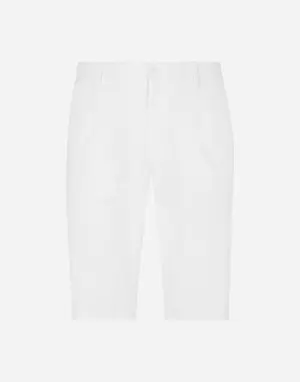 Dolce & Gabbana Tailored Stretch Cotton Shorts With Dg Logo Patch